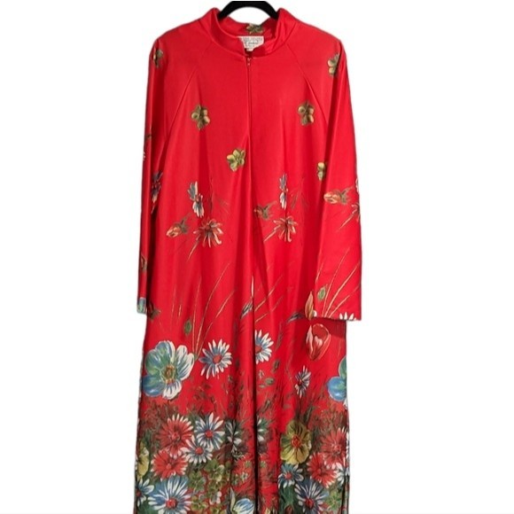 Vintage | Intimates & Sleepwear | Vintage Full Length Long Sleeve Red ...